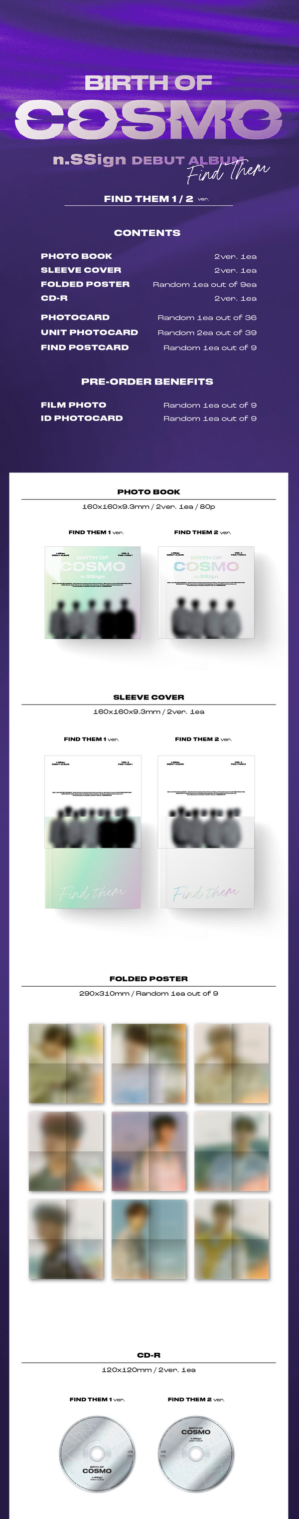 N.SSIGN DEBUT ALBUM - BIRTH OF COSMO (FIND THEM 1 FIND THEM 2 VER.) – Kpop Omo