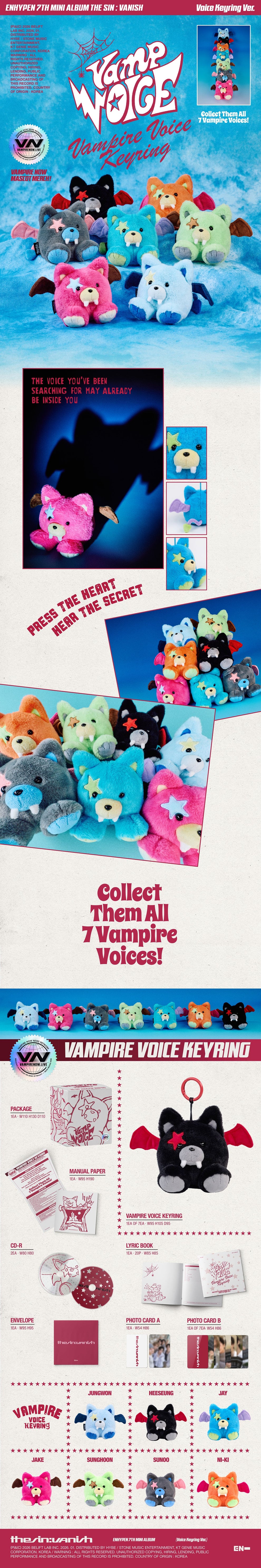 Enhypen - the sin : vanish 7th mini album voice keyring ver random ...