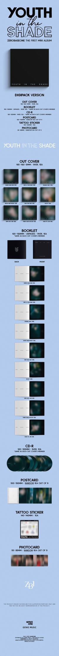 ZEROBASEONE 1ST MINI ALBUM - YOUTH IN THE SHADE (DIGIPACK VER.) – Kpop Omo